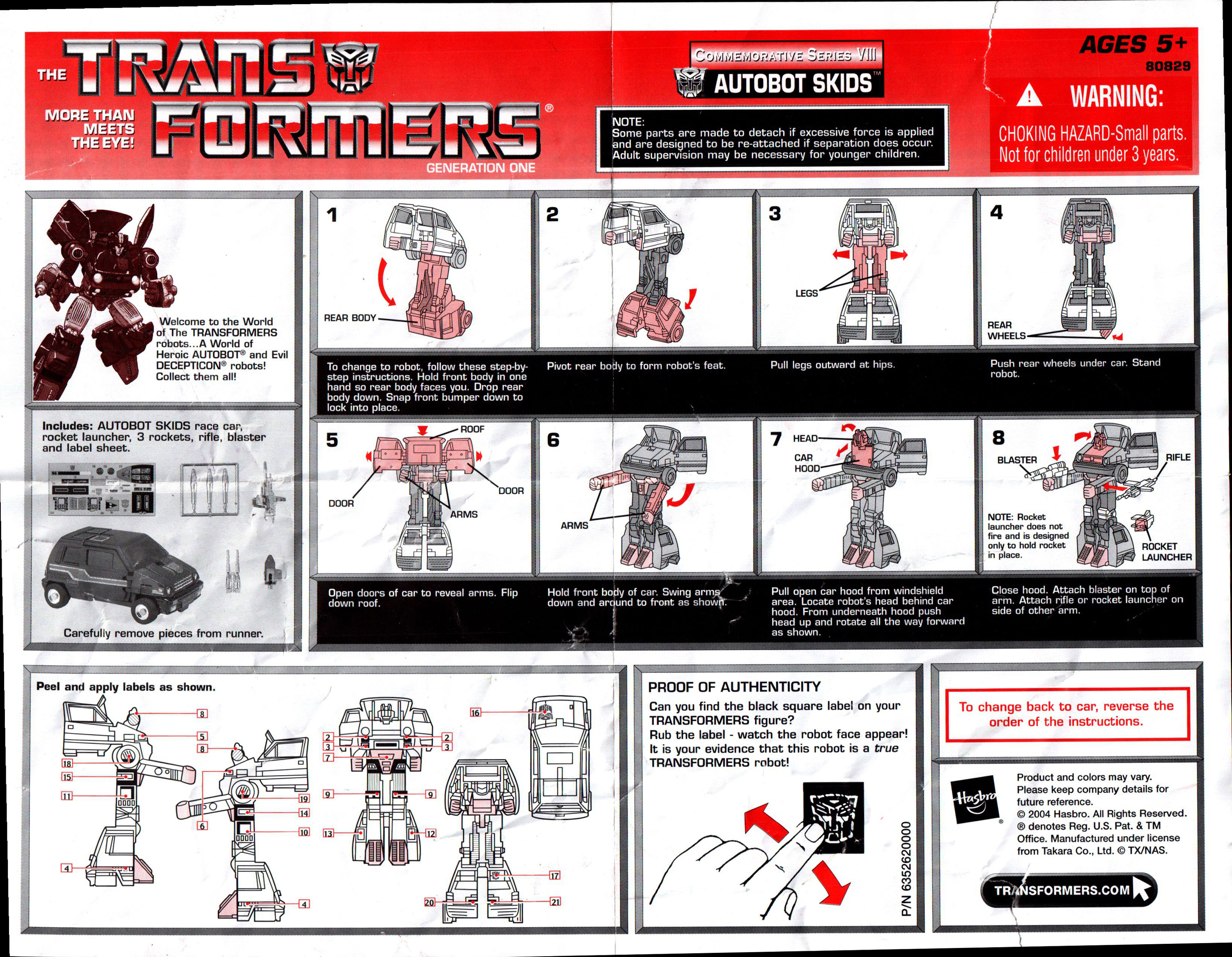 Series VIII Autobot Skids (Transformers, Commemorative Series (Reissue ...