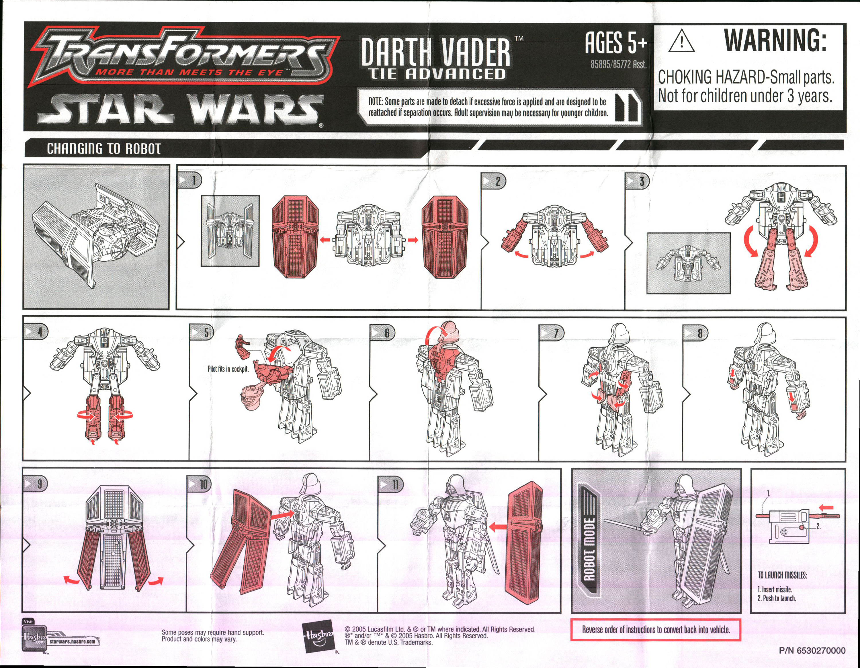 Star Wars Darth Vader to TIE Advanced Fighter (Transformers, Crossovers ...