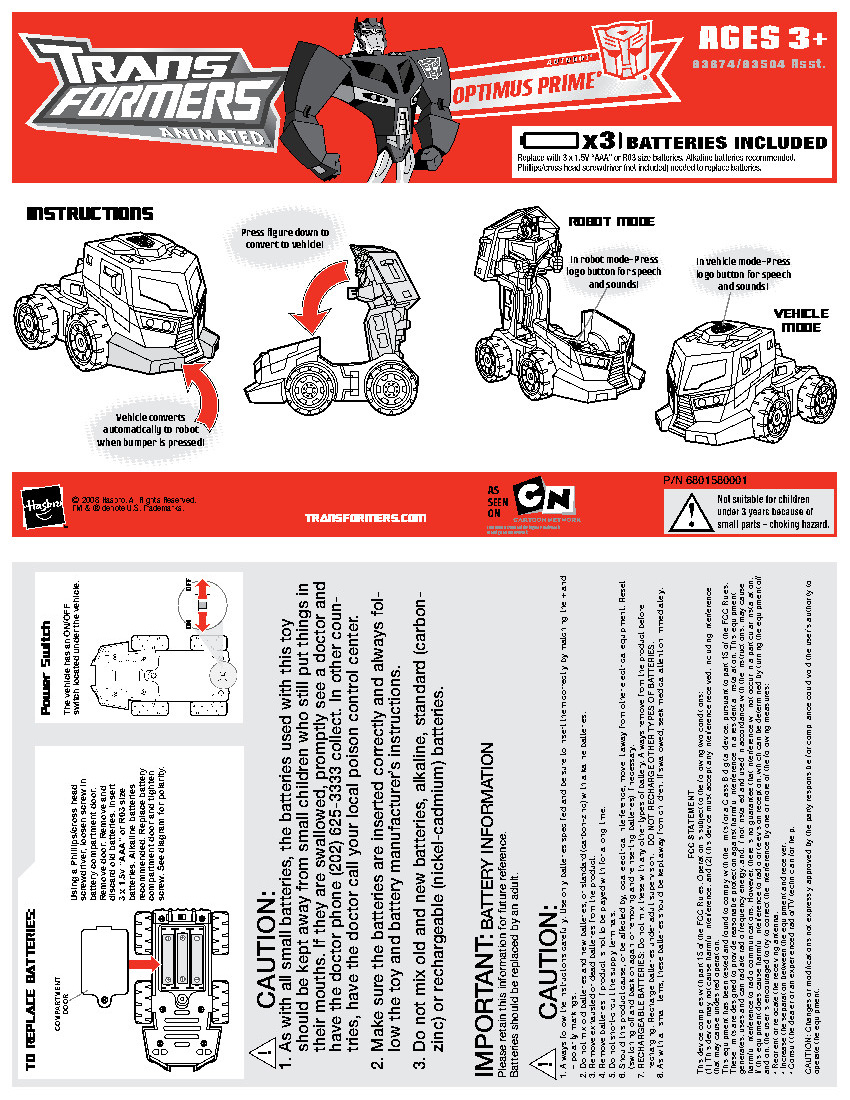 Bumper Battlers Optimus Prime (Transformers, Animated, Autobot ...
