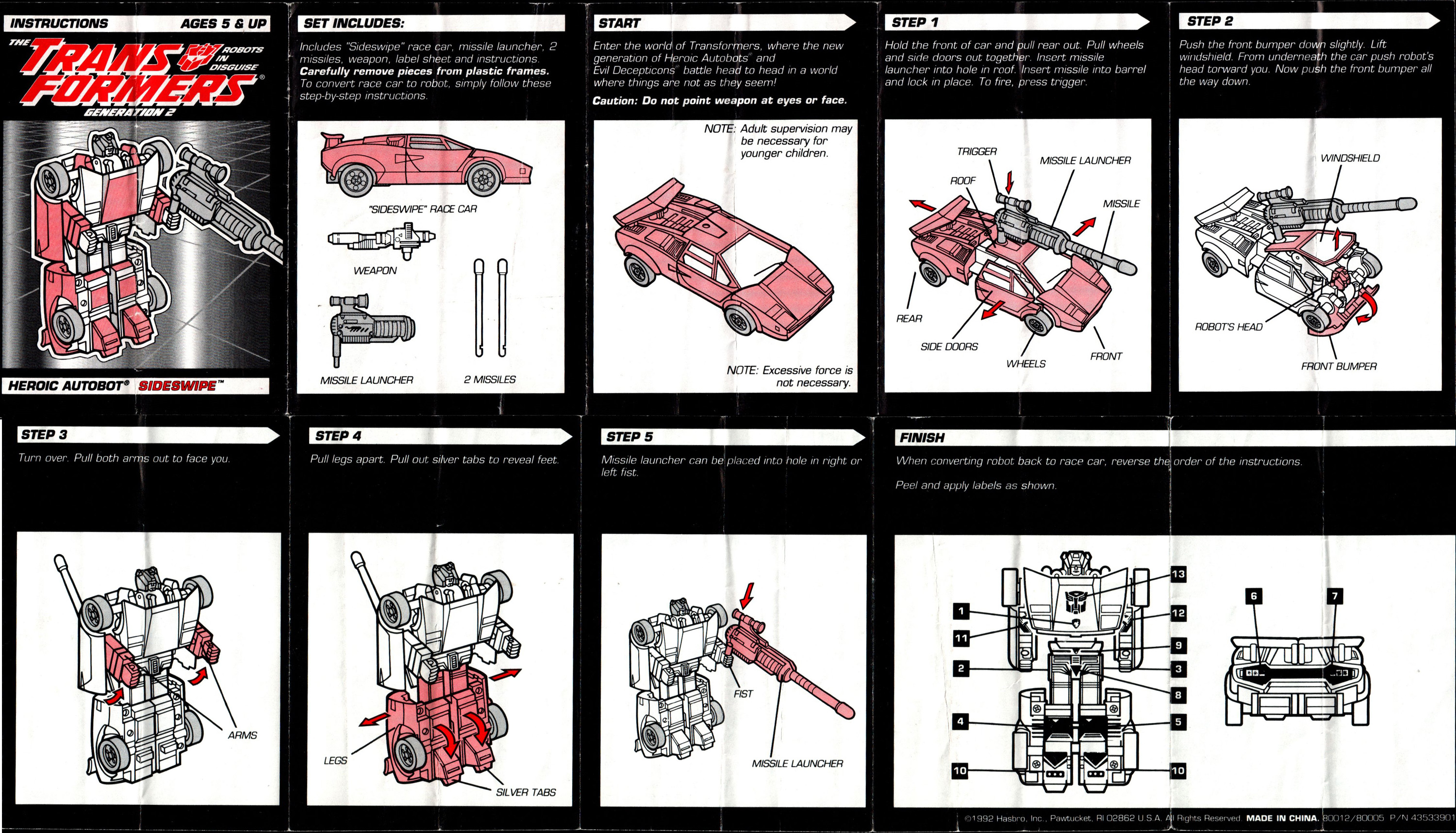 Autobot Cars Sideswipe (Transformers, G2, Autobot) | Transformerland ...