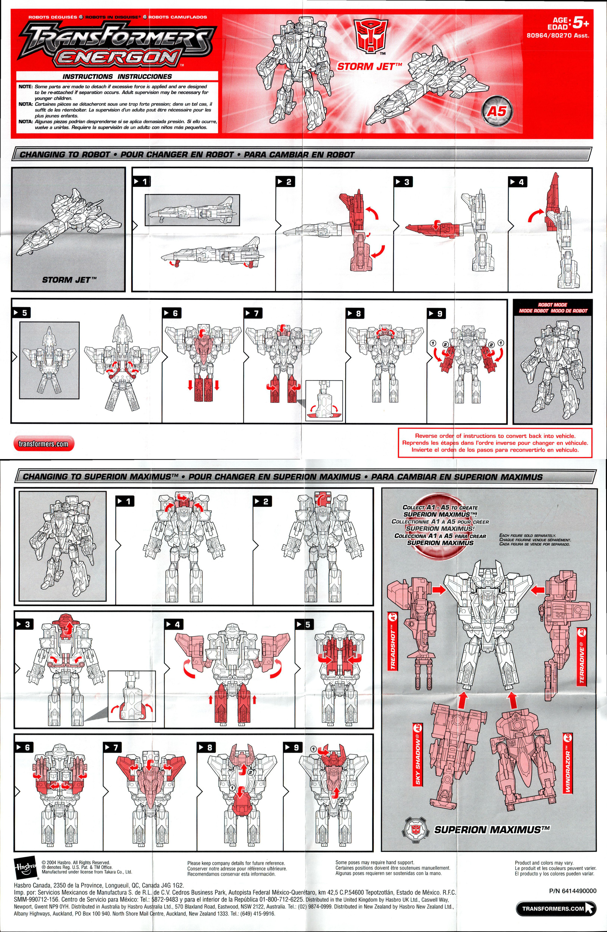 Air Team (Superion Maximus) Storm Jet (A5) (Transformers, Energon ...