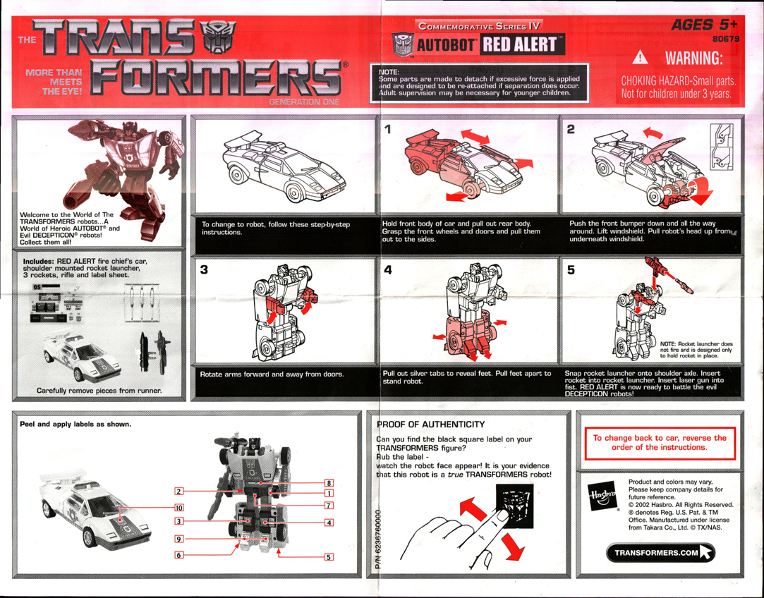 Series IV Red Alert (Transformers, Commemorative Series (Reissue ...