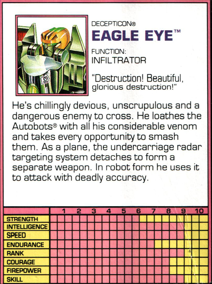Skyscorchers Eagle Eye (Transformers, G2, Decepticon) | Transformerland ...