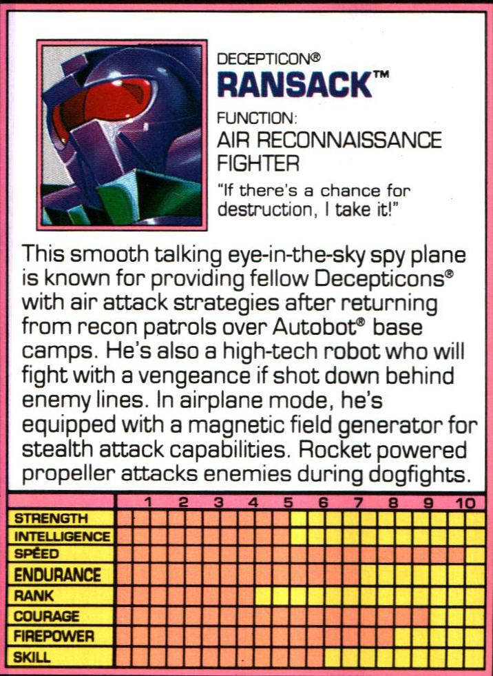 Rotor Force Ransack (Transformers, G2, Decepticon) | Transformerland ...