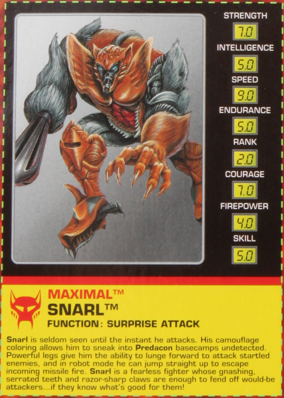 Basic Class Snarl (Transformers, Beast Wars, Maximal) | Transformerland ...