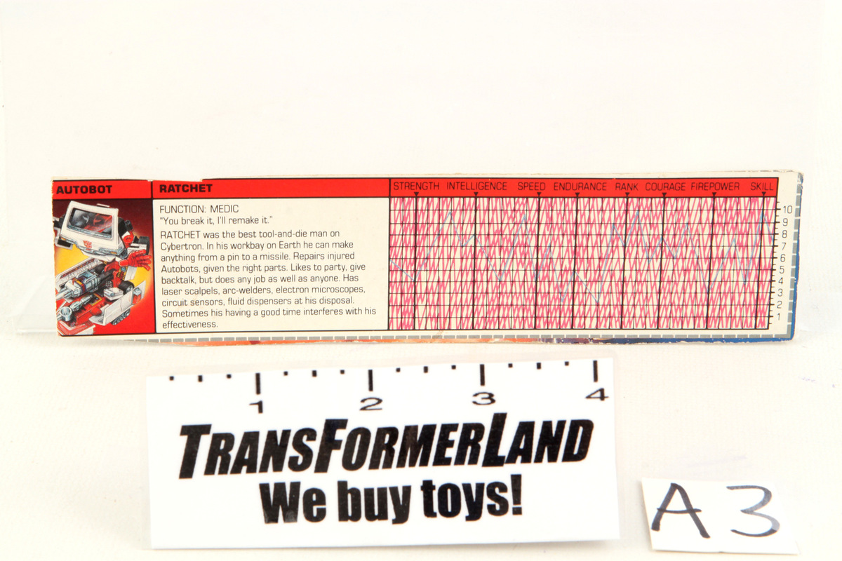 Transformers® G1 Ratchet Tech Specs or Stats Card SKU 302295 ...